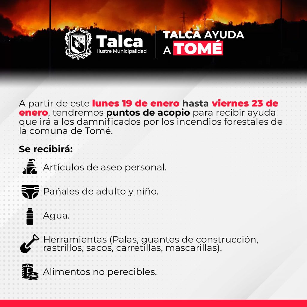 Municipalidad de Talca se moviliza en apoyo a Tomé con campaña ...